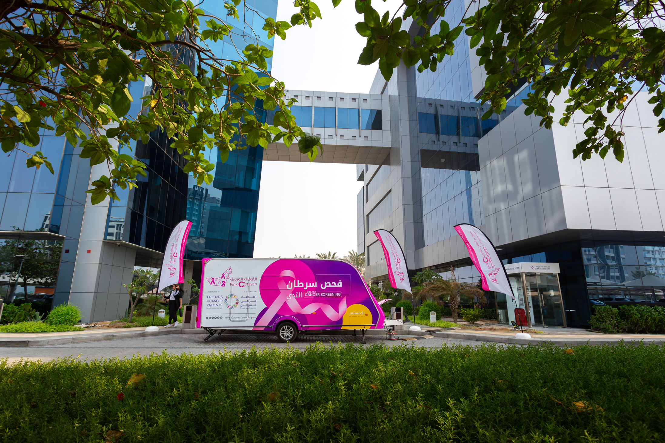 Pink Caravan Breast Cancer Screening in Dubai Studio City Tecom - FOCP